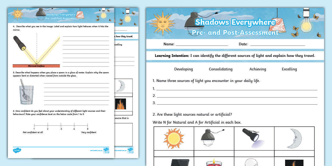Shadows Everywhere Pre- and Post-Assessment (Teacher-Made)