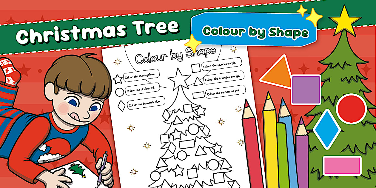 Preschool - Christmas - Colouring Page: Colour by Shape