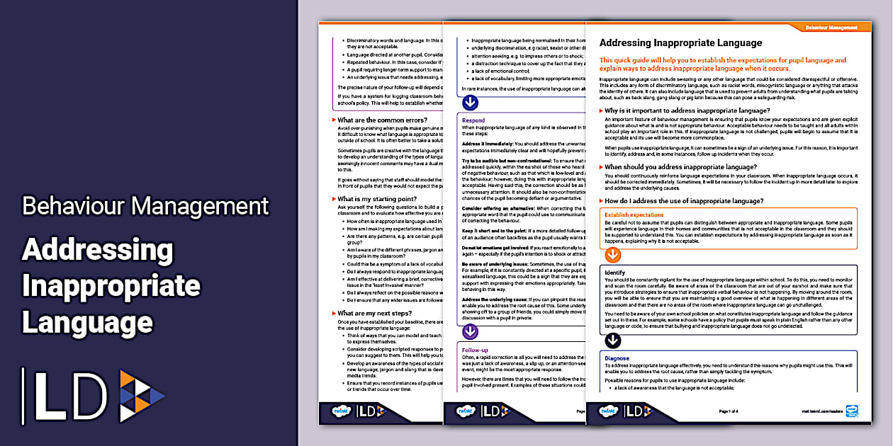 Behaviour Management Strategies: Addressing Inappropriate Language ...