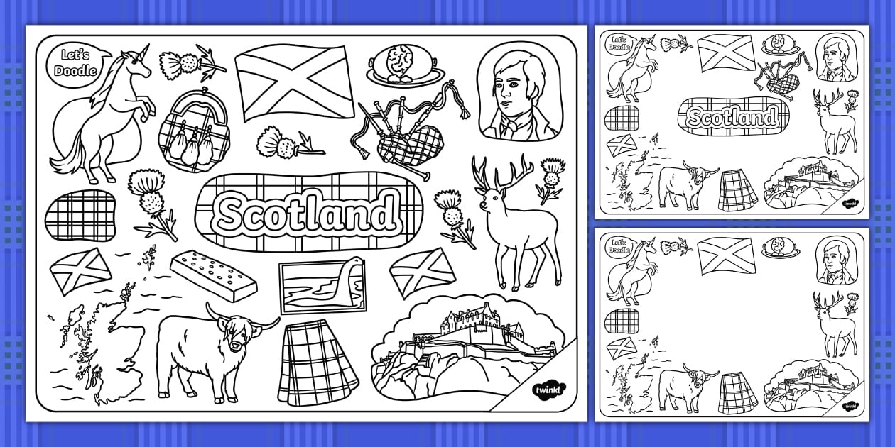 Let's Doodle About Scotland Colouring Pages - Twinkl