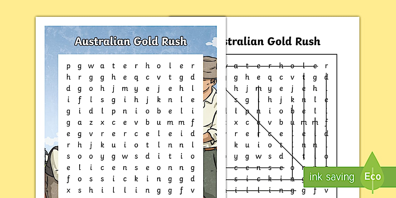 Gold Rush Australia Word Search (teacher made) - Twinkl