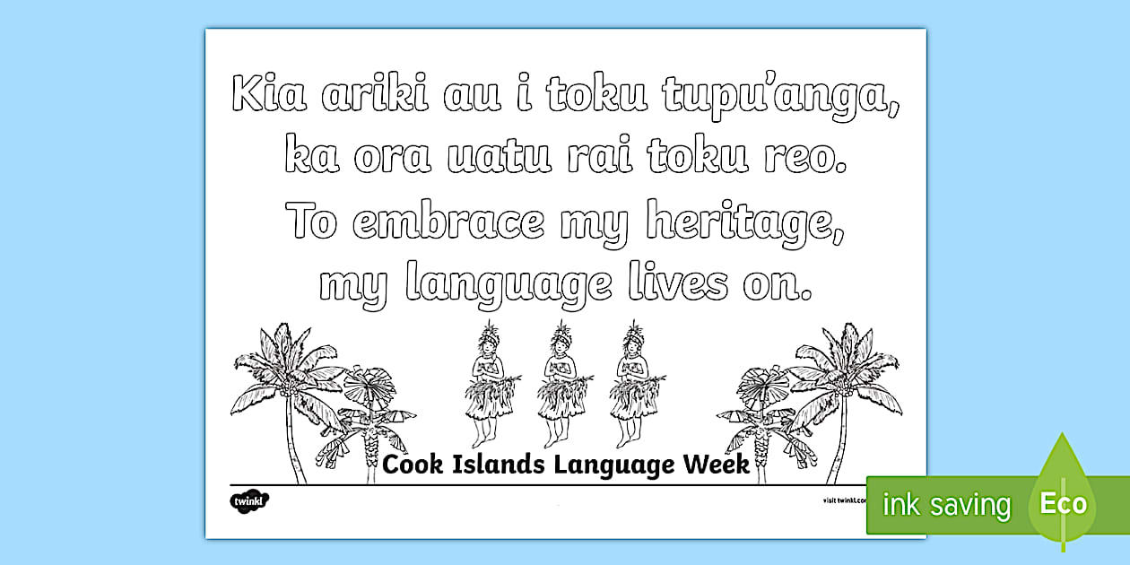 Cook Islands Language Week Colouring Pages Te Reo Māori/English