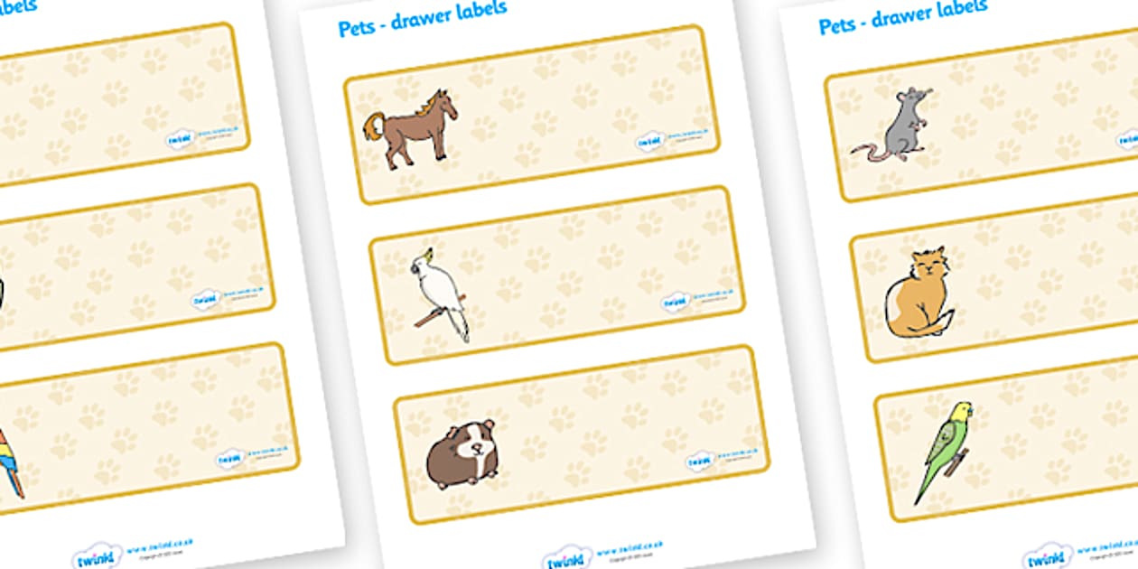 Editable Drawer- Peg - Name Labels (Pets) - Twinkl
