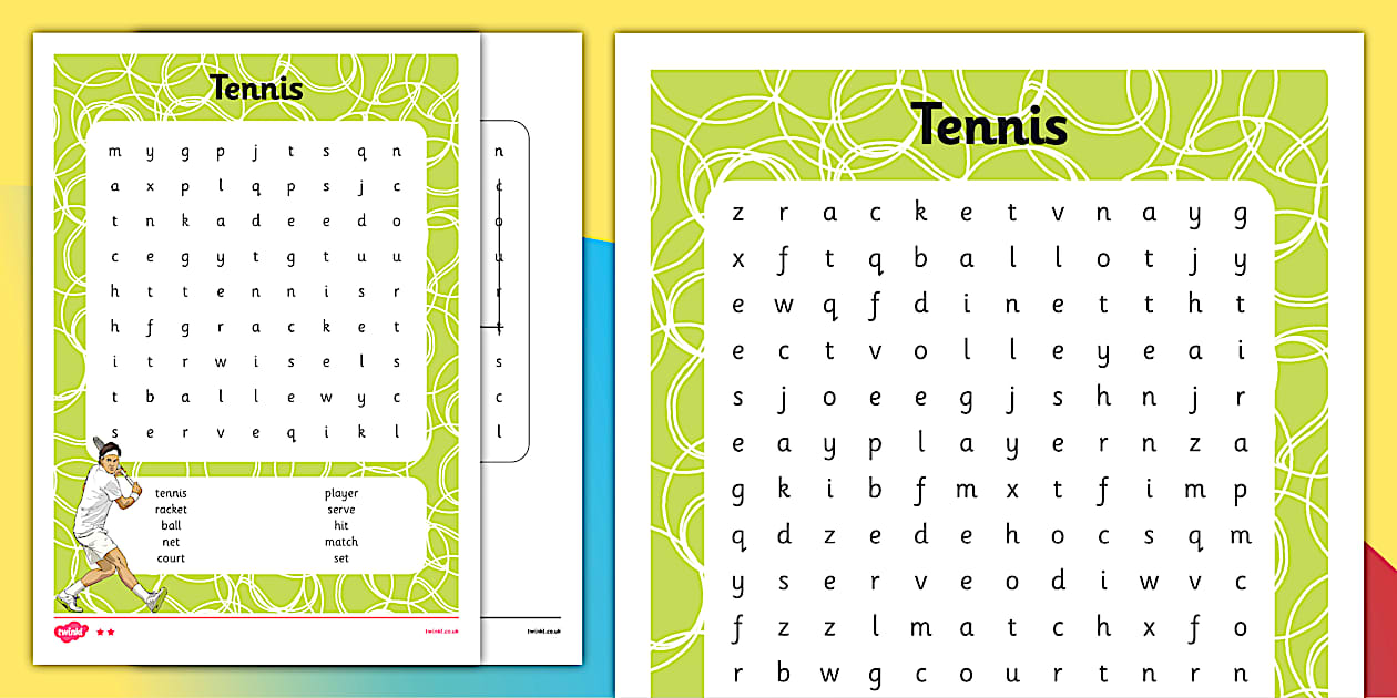 Tennis Word Search | Twinkl Resources (teacher made)