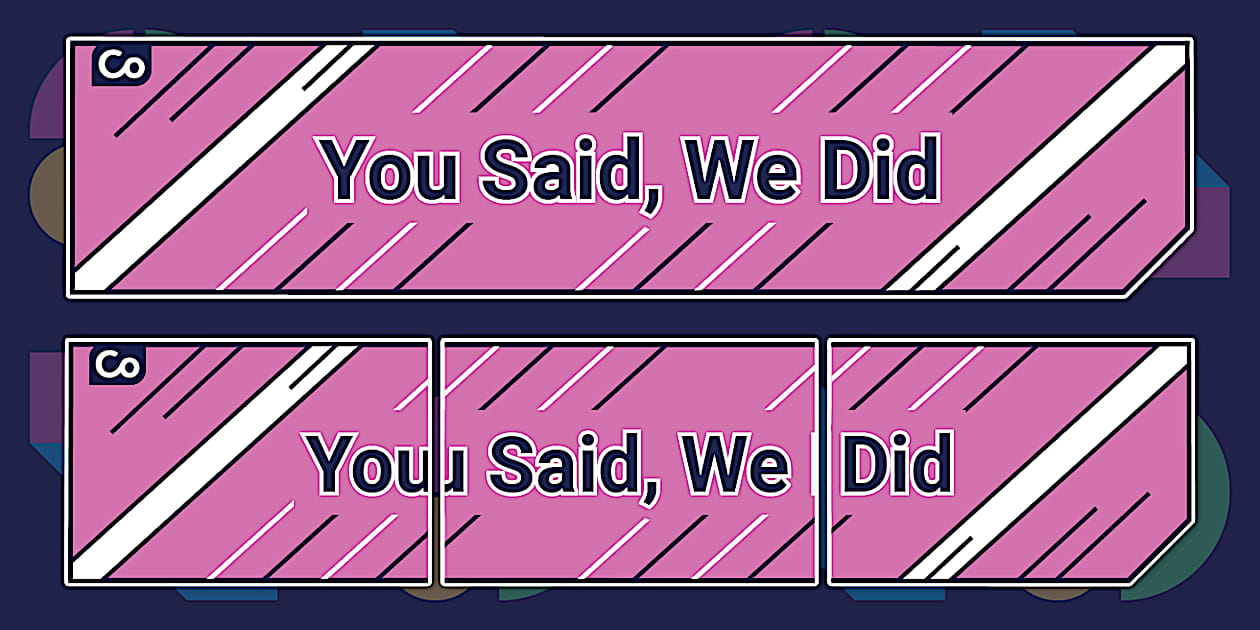 Whole School Display: 'You Said, We Did' Banner