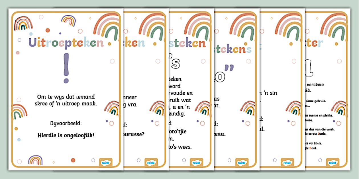 Reënboog-tema Leestekens Vertoonplakkate - Twinkl