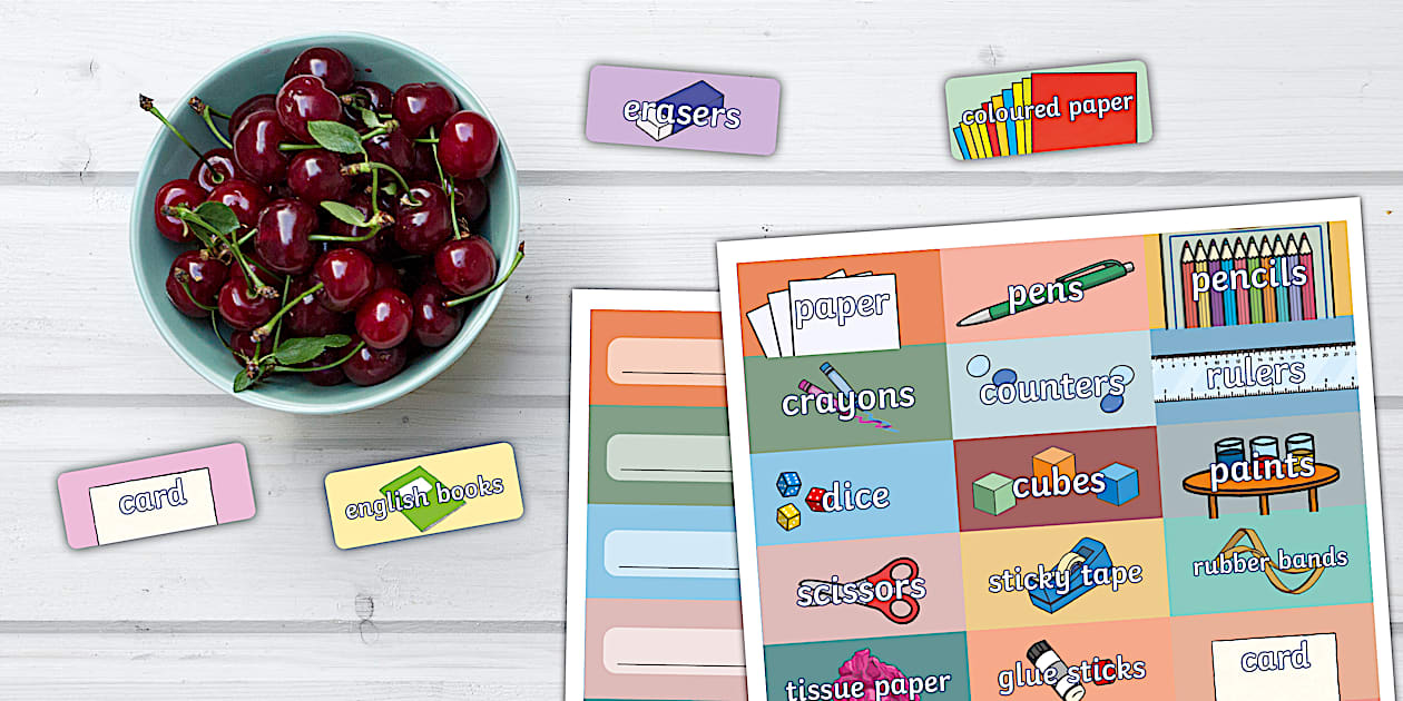 Classroom Storage Cupboard Labels - Rectangle Printable Stickers - Neutral