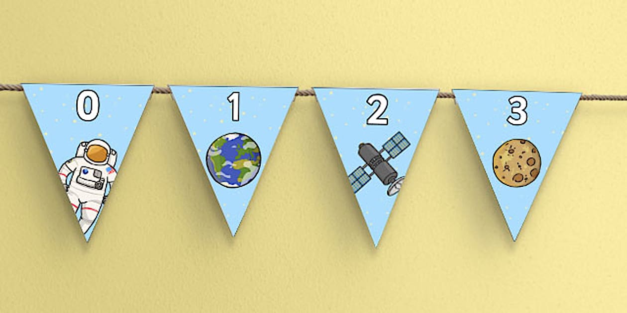 Editable Space Themed 0-20 Number Line Bunting - Twinkl