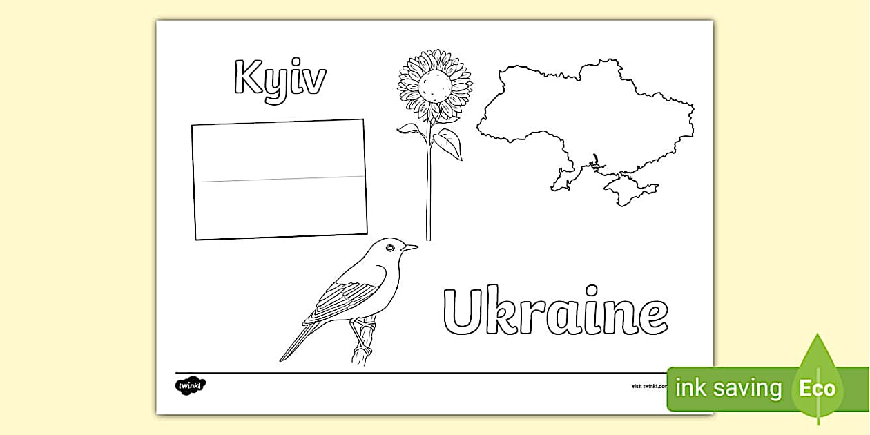Ukraine Colouring Page (teacher made) - Twinkl