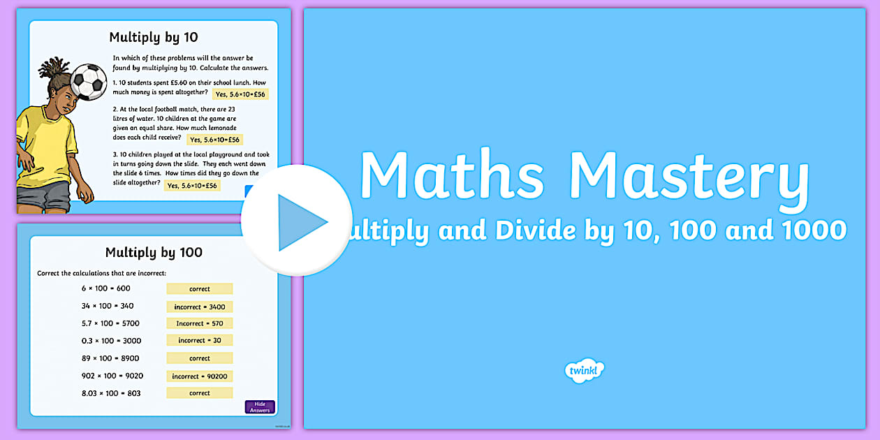 Lower Ability Multiply and Divide by 10, 100 and 1000 - Year 5 Activities