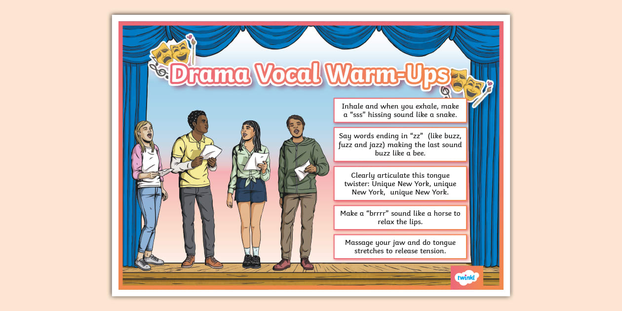 Drama Vocal Warm-Ups Display Poster (teacher made) - Twinkl