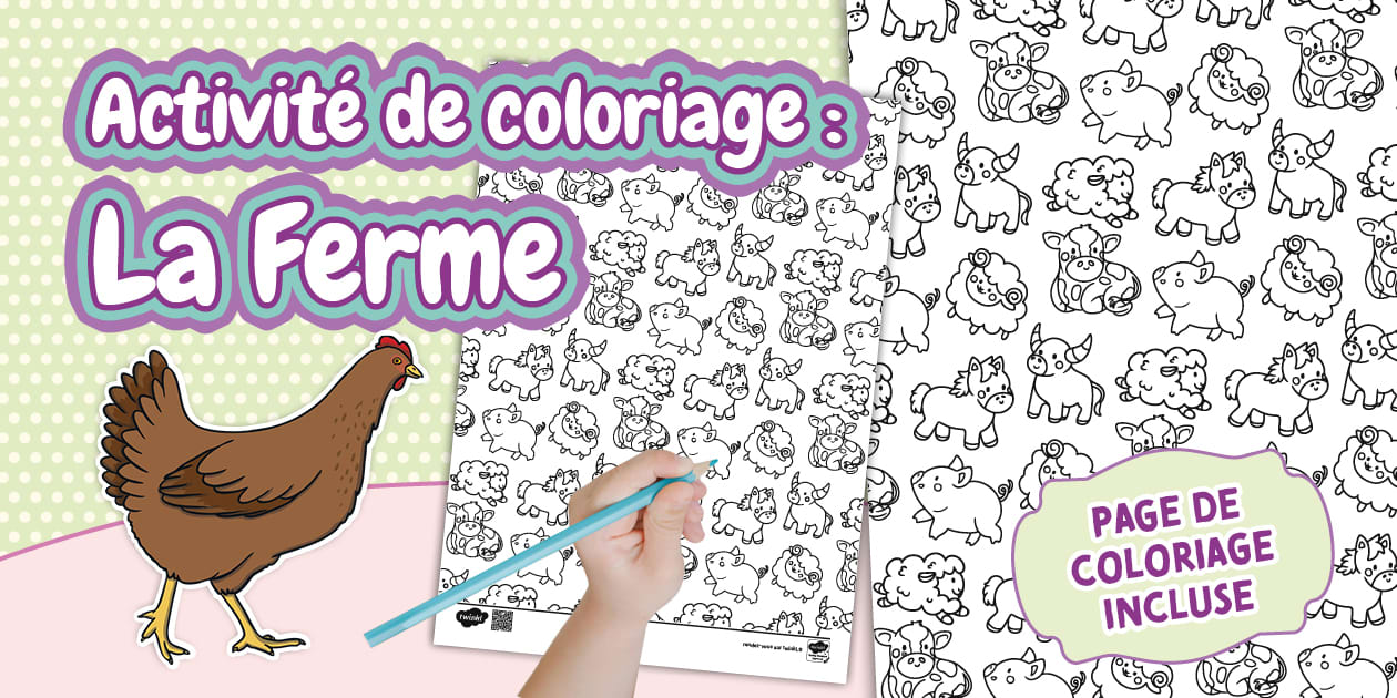 Activité de coloriage : La ferme - Twinkl