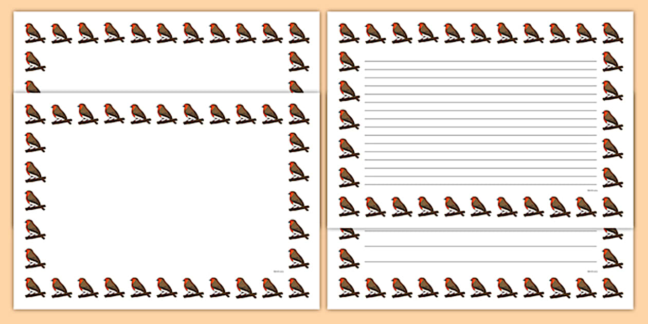 Editable Robin Landscape Page Borders (teacher made)