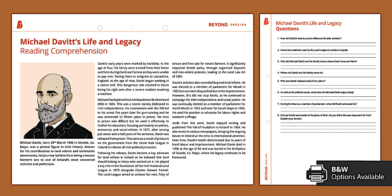 Michael Davitt Differentiated Reading Comprehension - Twinkl