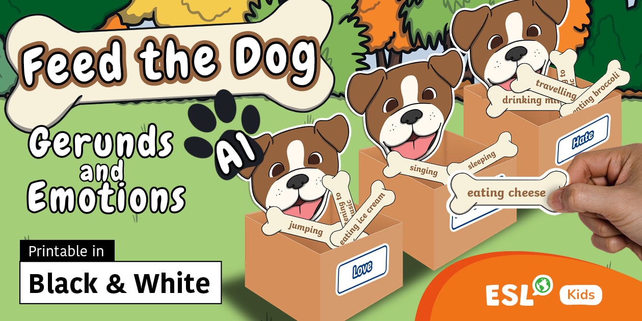 ESL Gerunds: Emotions Craft Feed the Dog [Kids, A1]