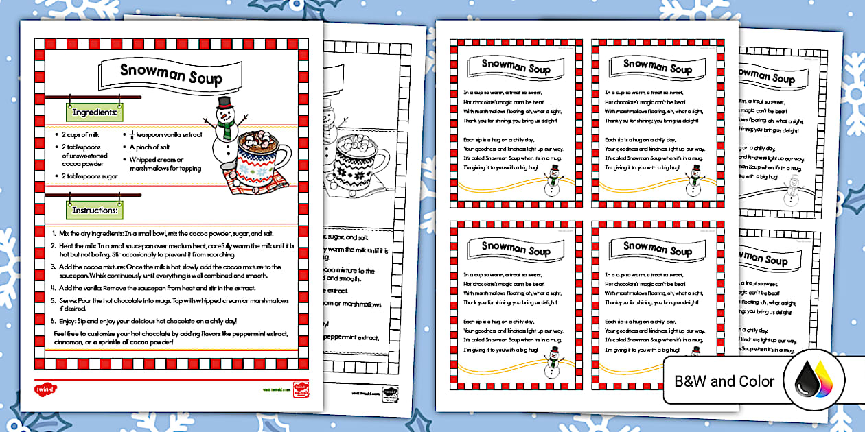 Snowman Soup Recipe and Poem Gift Tag