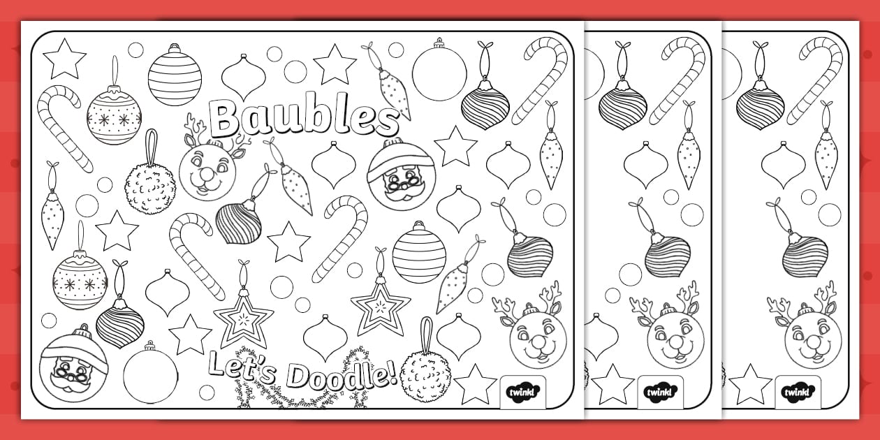 Bauble Doodle Colouring Pages - Twinkl - KS1 (teacher made)