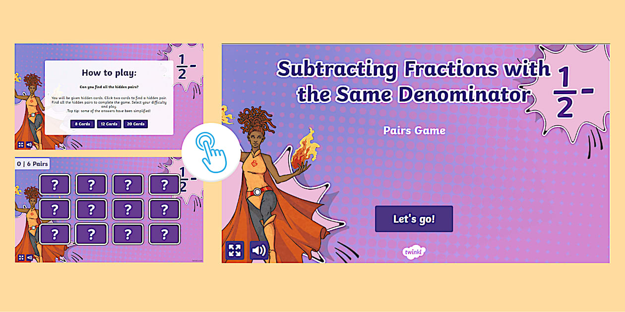 👉 Subtracting Fractions with the Same Denominator Pairs Game