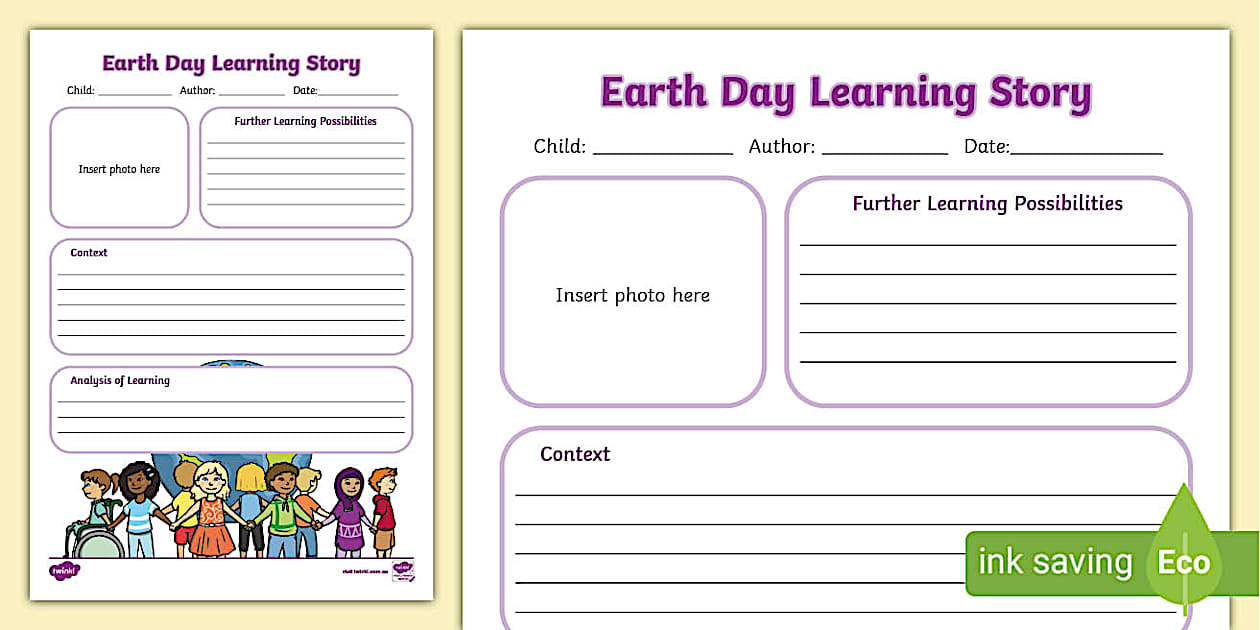 Earth Day Learning Story Template - EYLF Teaching Resources