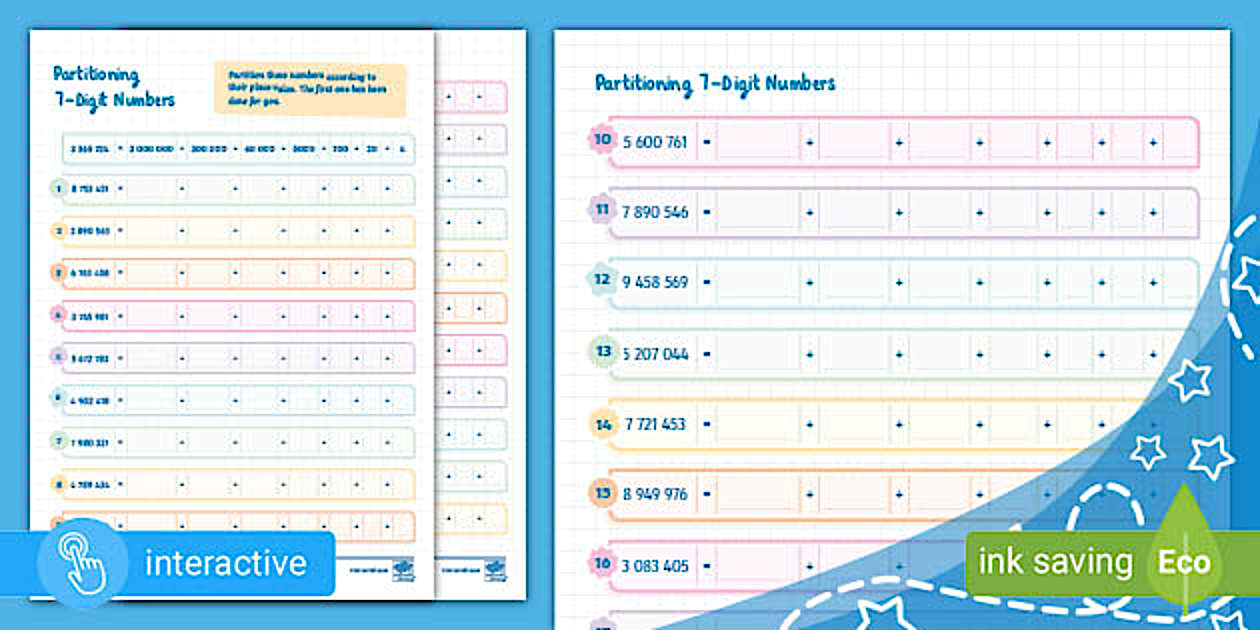 👉 Partitioning 7-Digit Numbers (Ages 10 - 11) - Twinkl