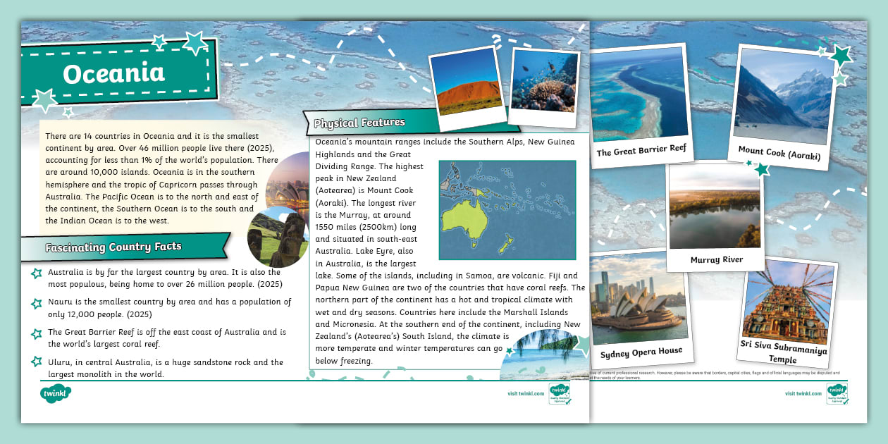 KS2 Oceania Fact File (Teacher-Made) - Twinkl