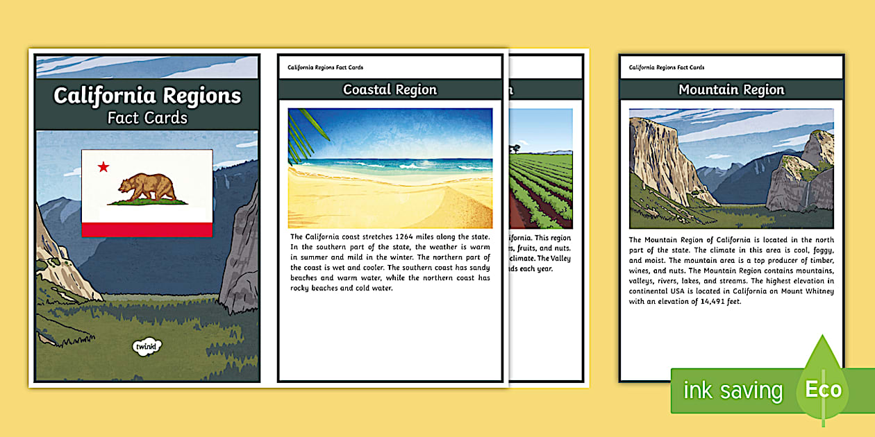 California Regions Fact Cards (ティーチャーメイド)
