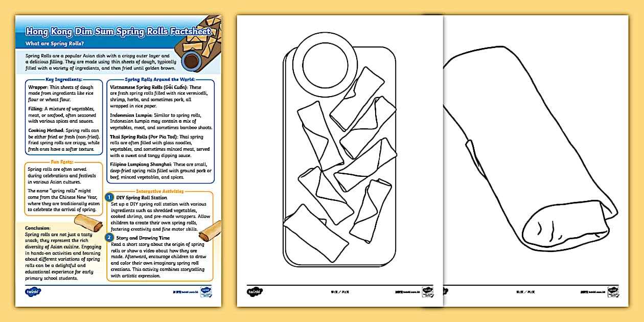 Hong Kong Dim Sum Spring Rolls Factsheet and Interactive Activity