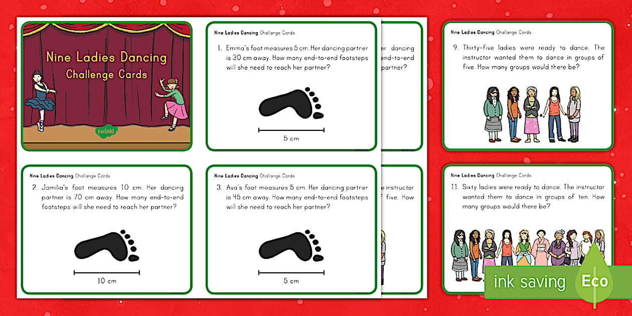 Nine Ladies Dancing Challenge Cards (teacher made) - Twinkl
