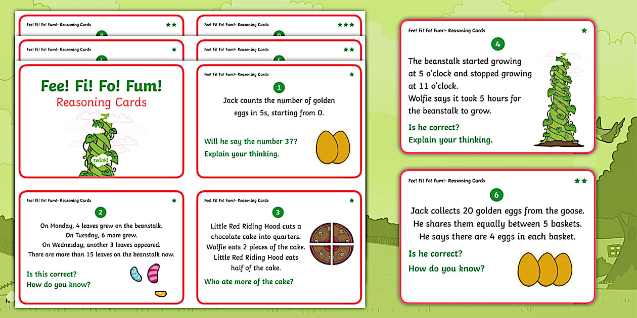 Fee! Fi! Fo! Fum! Year 2 Differentiated Reasoning Challenge Cards