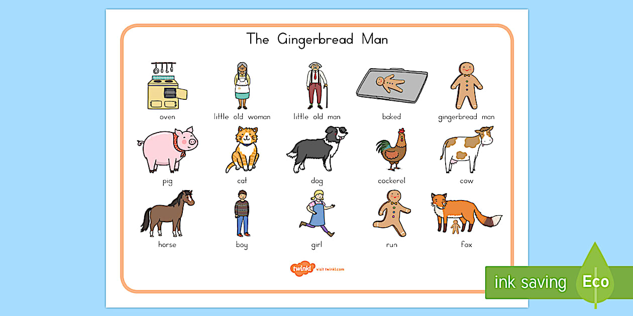 Editable The Gingerbread Man Word Mat (teacher made)