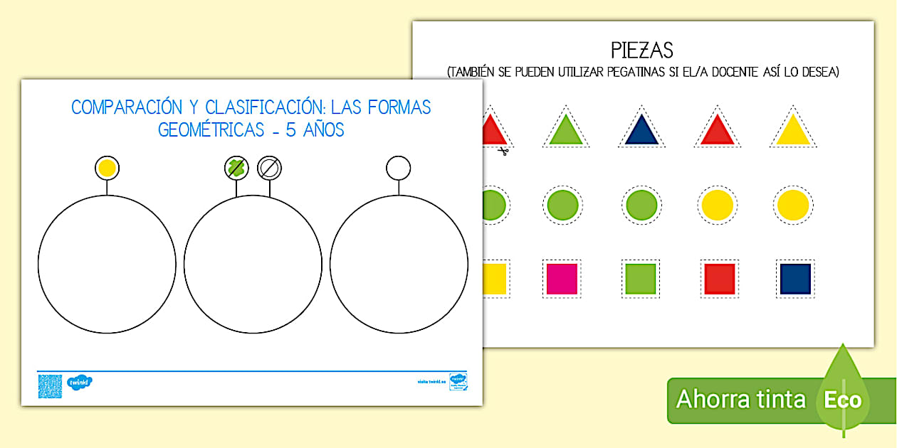 Comparación y clasificación: Las formas geométricas - 5 años