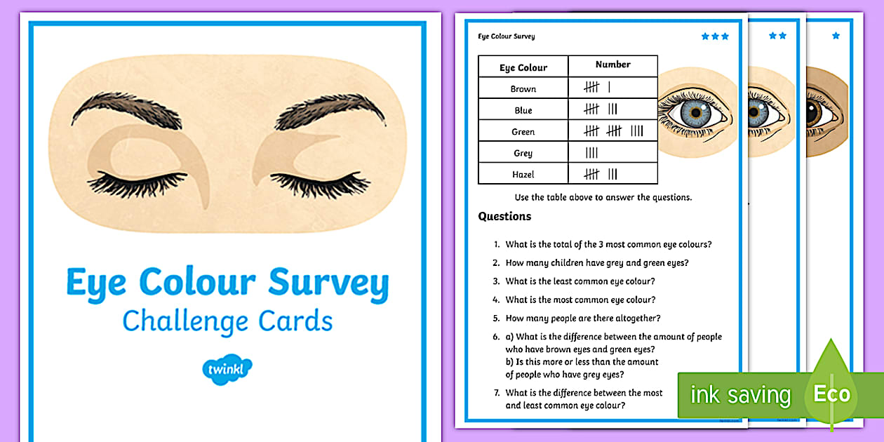 Lower Ability Eye Colour Tally Frequency Maths Challenge Cards