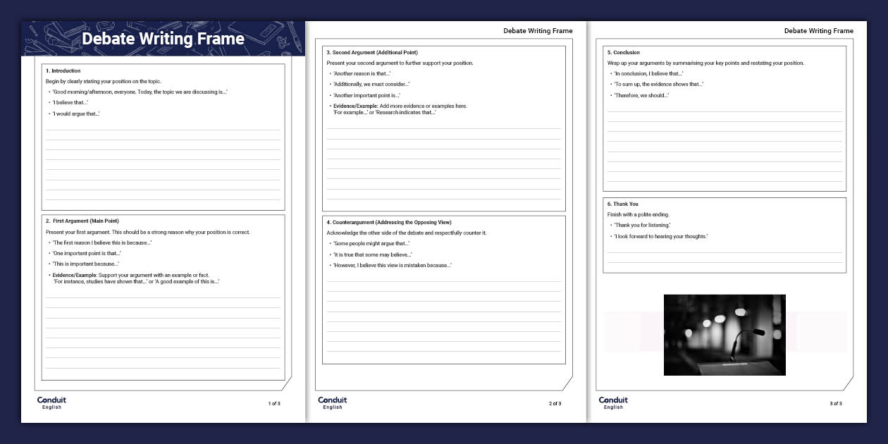 Debate Writing Frame (teacher made) - Twinkl