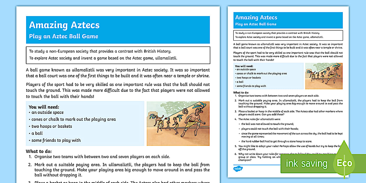 Play an Aztec Ball Game Activity