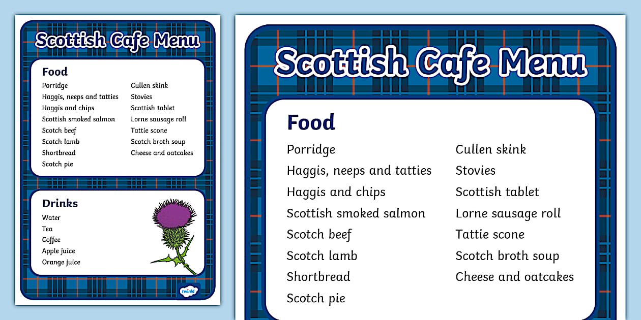 Scottish Cafe Role-Play Menu (Hecho por educadores) - Twinkl