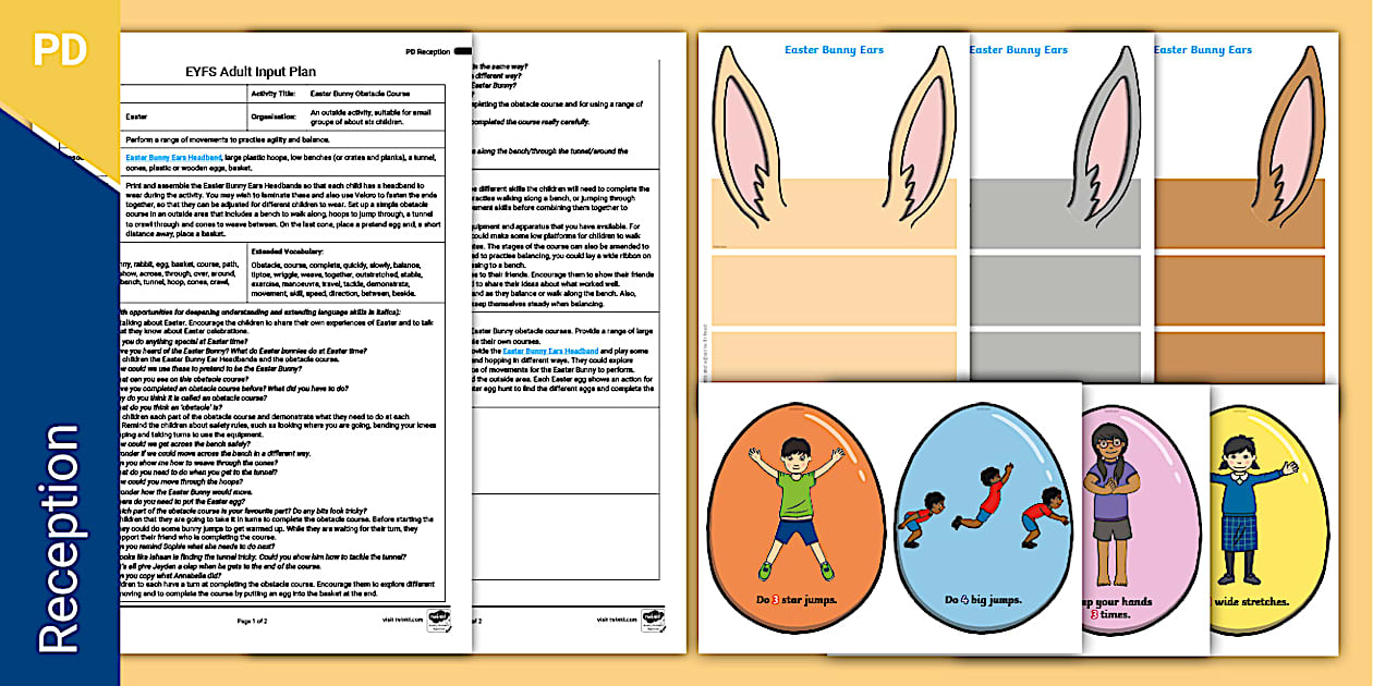 EYFS Easter Bunny Obstacle Course Adult Input Plan and Pack