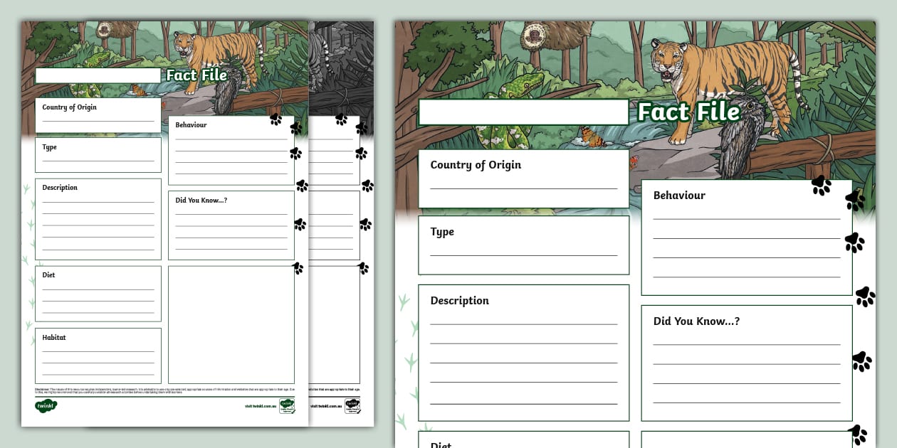 Animal Research Fact File Template