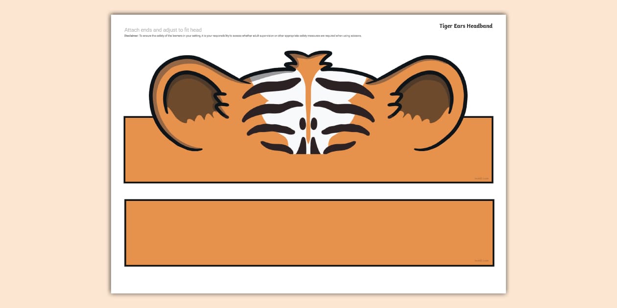 Tiger Ears Headband - Animal Headband Role Play - Twinkl