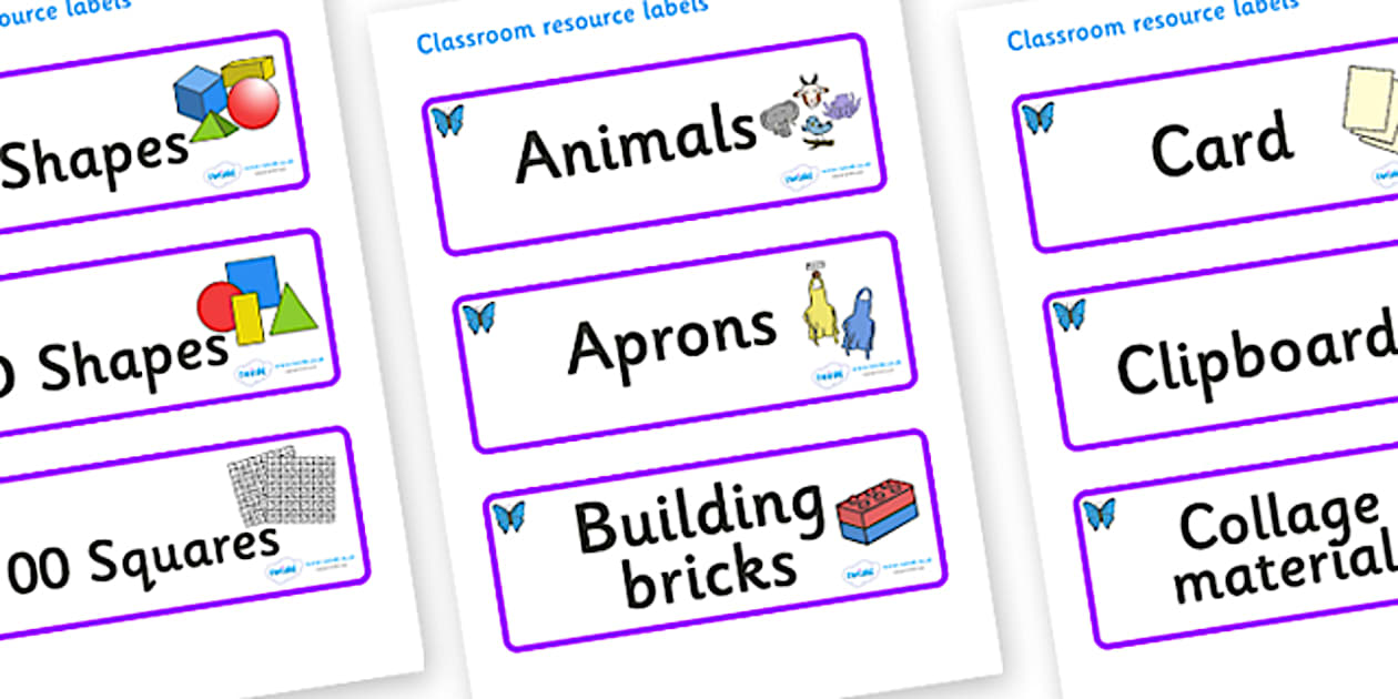 Butterfly Themed Editable Classroom Resource Labels - Twinkl
