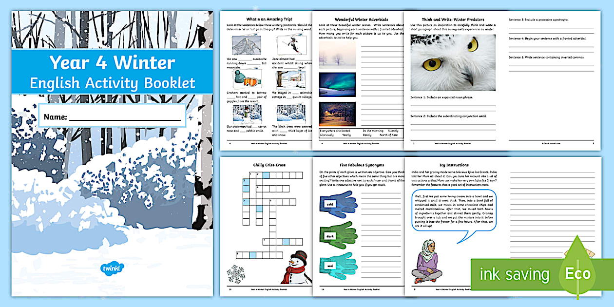 Year 4 Winter Worksheets | Seasonal Activity Booklet