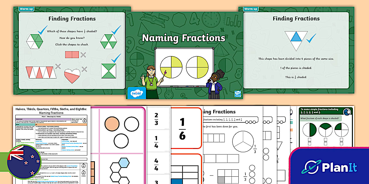 Phase 1 Number:1/2,1/3,1/4,1/5,1/6,1/8 (Naming Fractions)