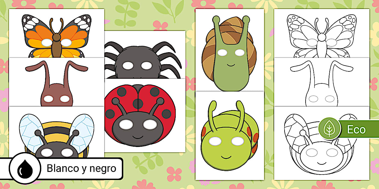 Máscaras: Pequeños Insectos de Primavera (teacher made)