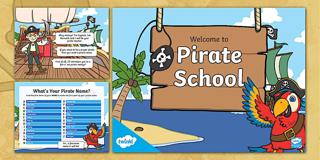 Talk like a Pirate- Pirate School PowerPoint - Twinkl