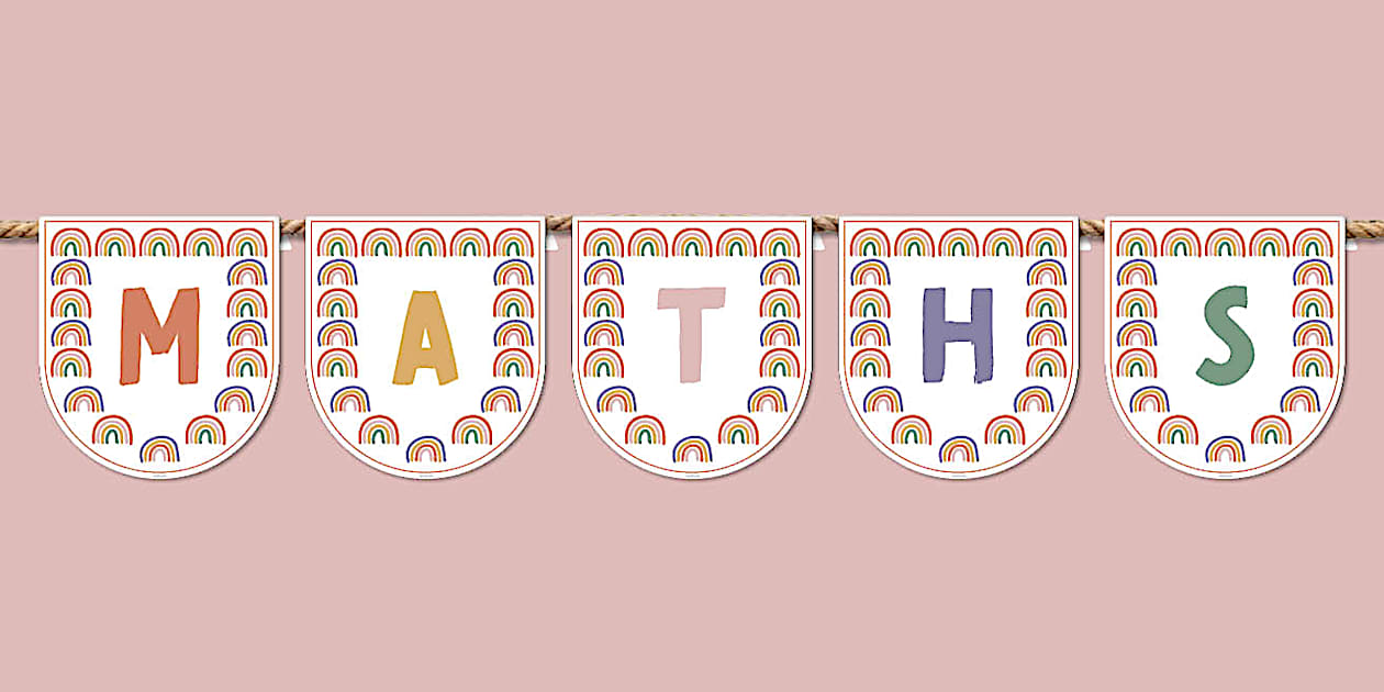 👉 Muted-Rainbow Maths Display Bunting (teacher made)