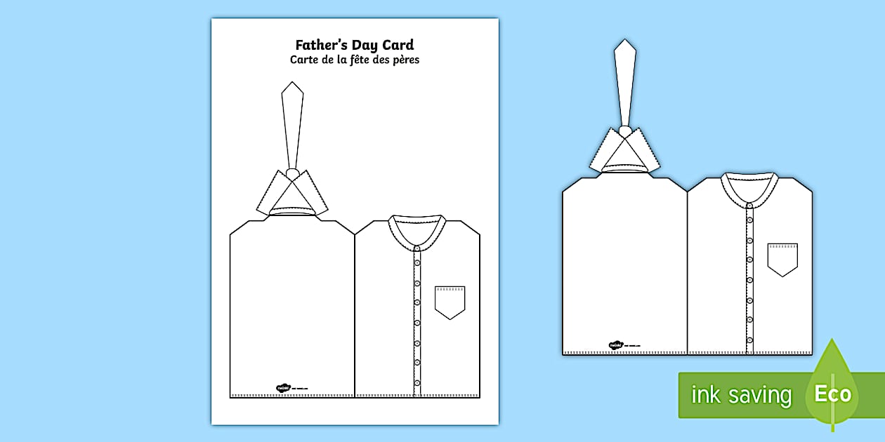 Father's Day Shirt and Tie Cut and Colour Craft Card English/French ...