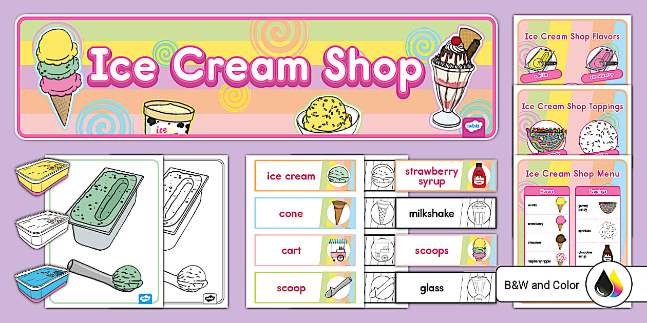 Ice Cream Shop Dramatic Play Pack for Kids | Twinkl USA