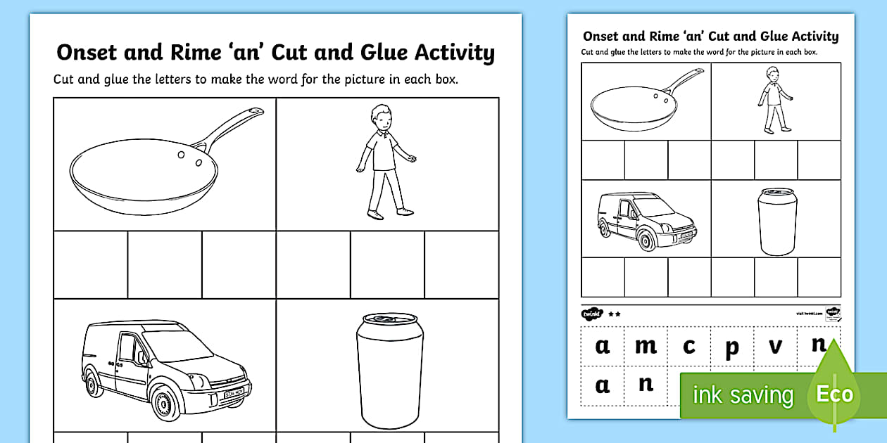 an Onset and Rime Differentiated Worksheet / Worksheets - an Onset and Rime