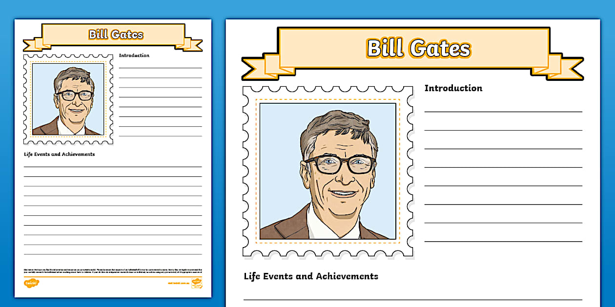 Bill Gates Biography Template (teacher made) - Twinkl