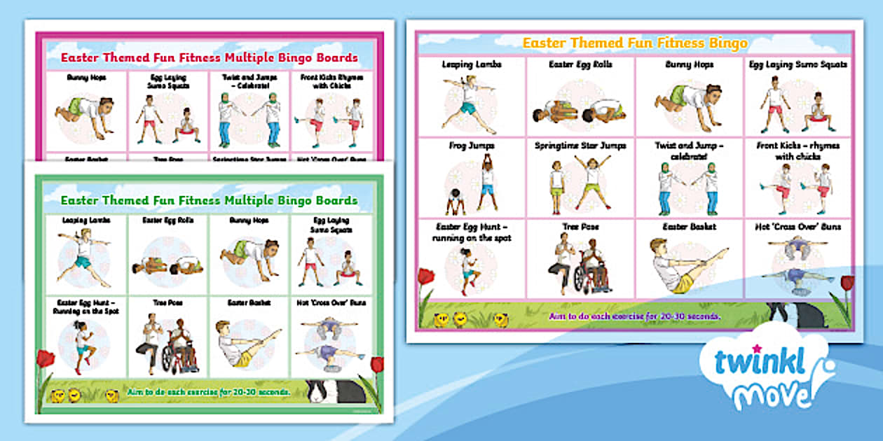 Easter Fitness Bingo - Exercise in the Classroom - Twinkl