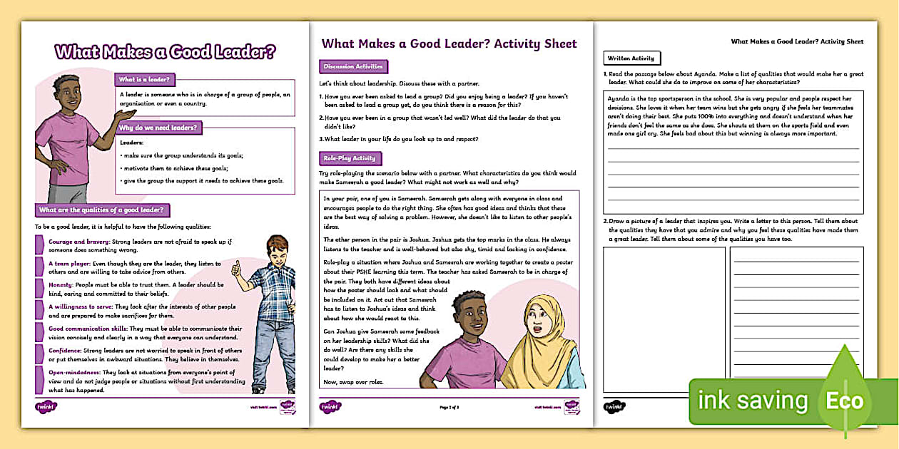 What Makes a Good Leader? Activity Sheet - Twinkl - KS2